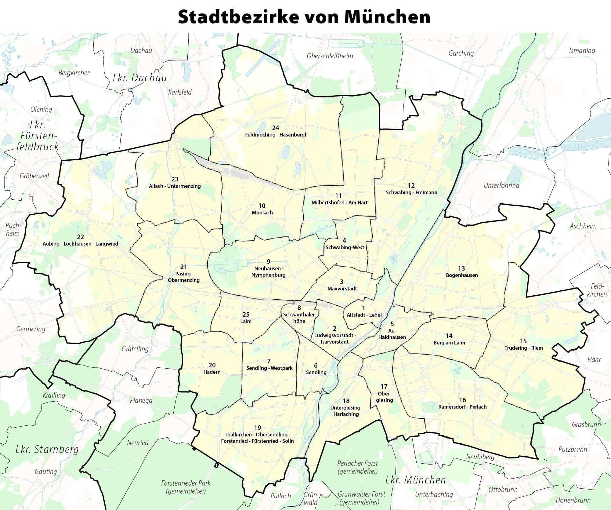 Munich Districts Map Munich Districts Map